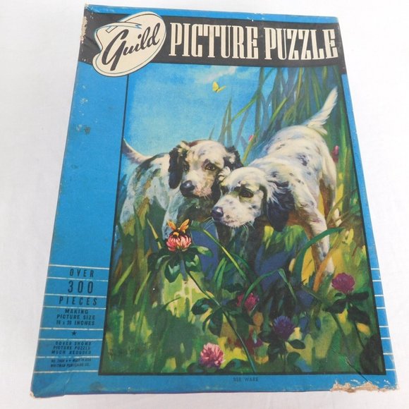 Guild | Games | 3 Vintage Jigsaw Picture Puzzles Guild 290 Dogs Perfect ...